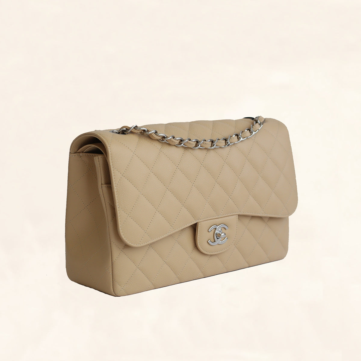 Chanel | Beige Caviar Classic Double Flap Bag | Jumbo– TC